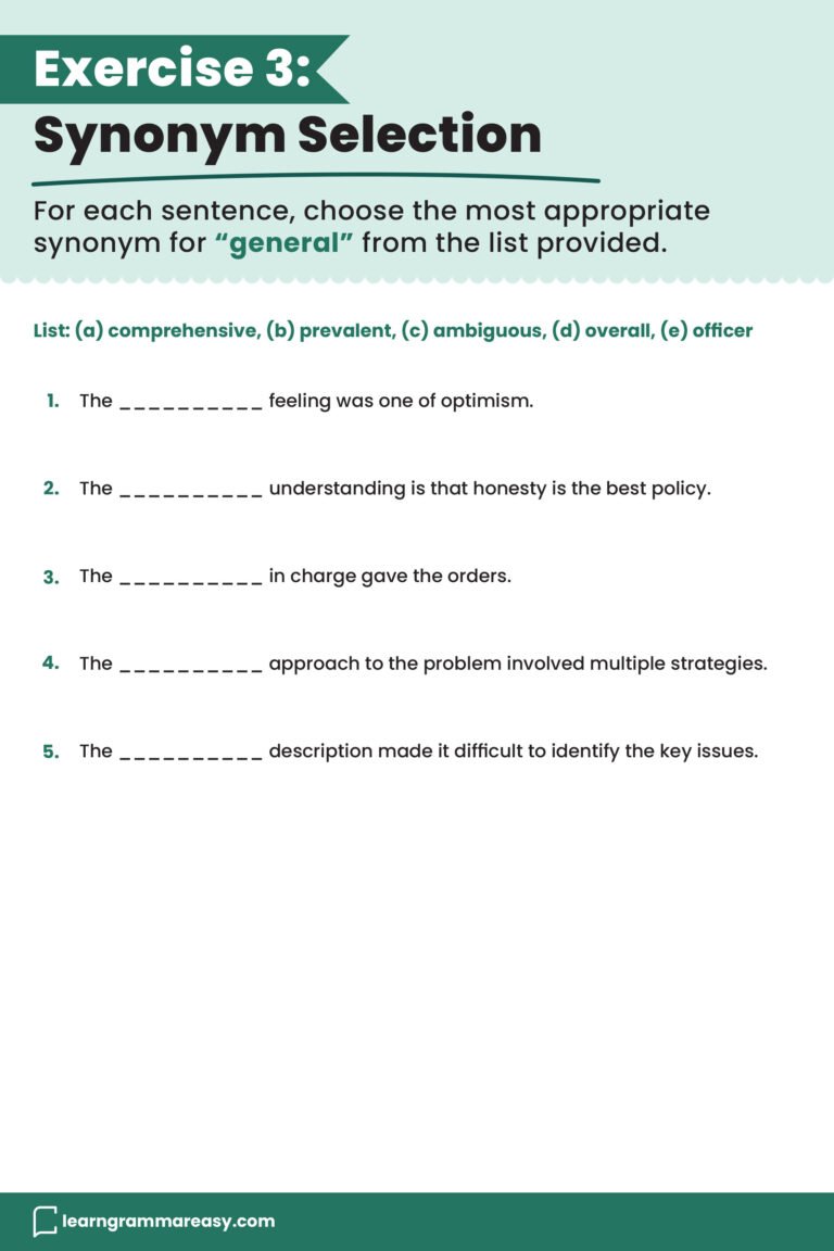 Synonyms for "General": A Comprehensive Grammar Guide - Learn Grammar Easy